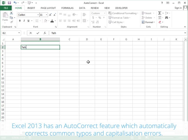AutoCorrect - Excel 2013 Tutorial