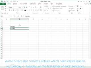 AutoCorrect - Excel 2013 Tutorial | PPT
