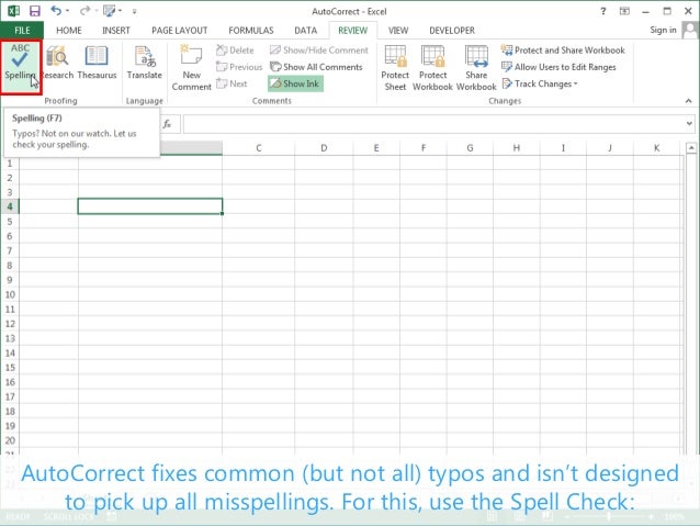 AutoCorrect - Excel 2013 Tutorial