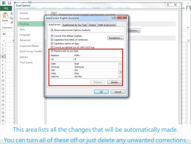 AutoCorrect - Excel 2013 Tutorial