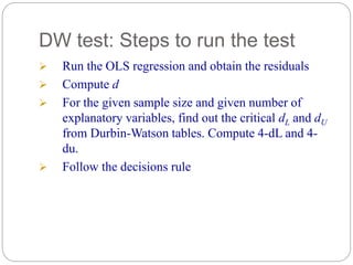 Autocorrelation- Detection- part 1- Durbin-Watson d test | PPT