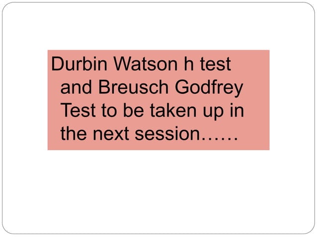 Autocorrelation Detection Part 1 Durbin Watson D Test Ppt