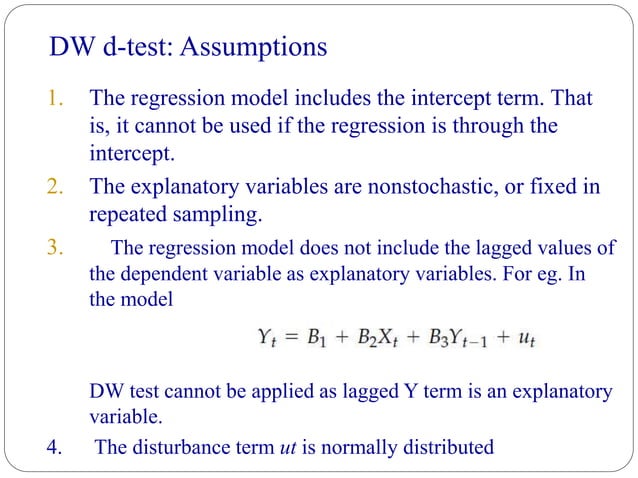 Autocorrelation Detection Part 1 Durbin Watson D Test Ppt