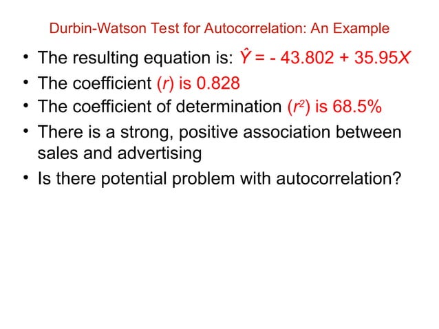 Autocorrelation In Statistics With Example Ppt
