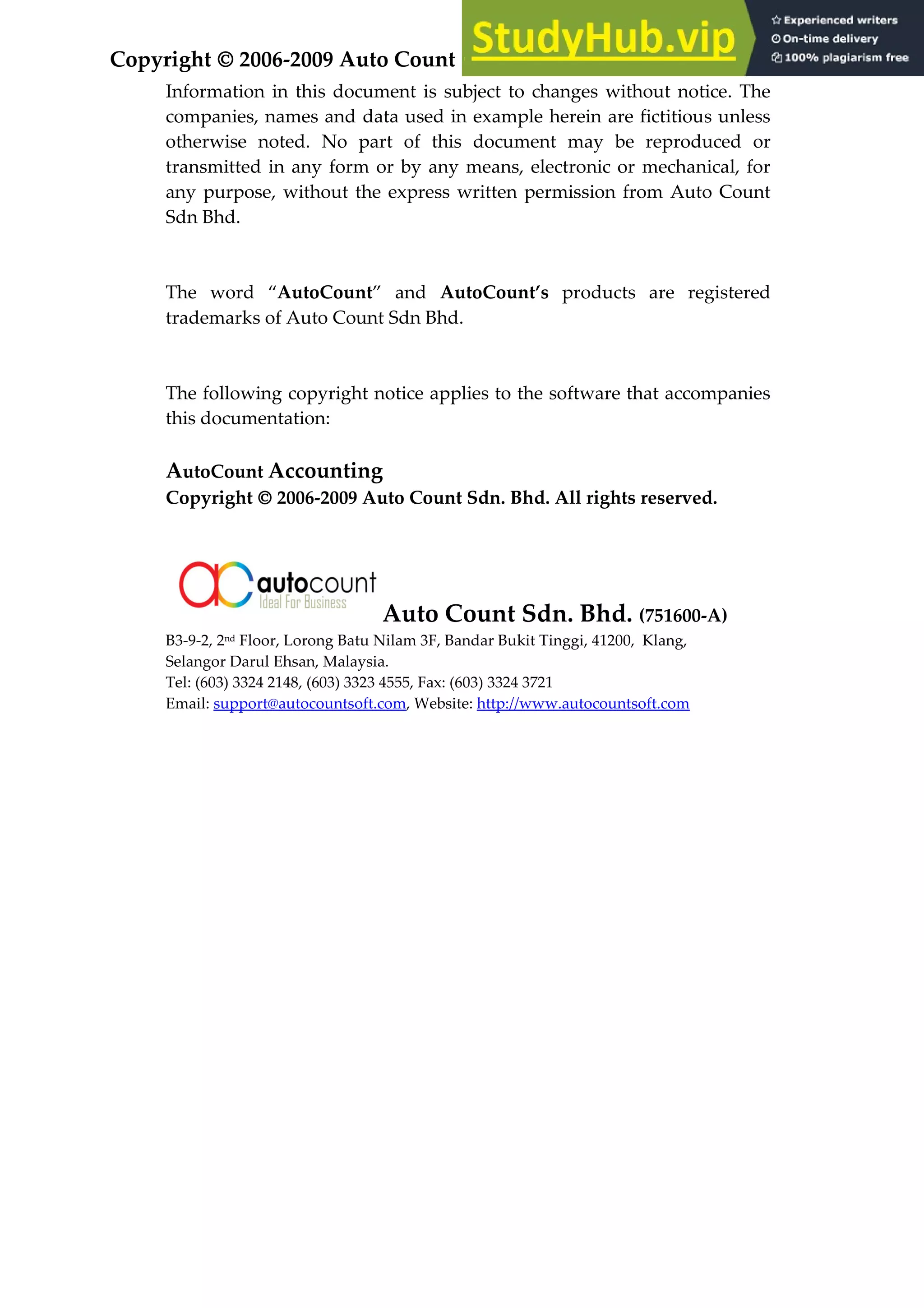 AutoCount Accounting User Manual | PDF