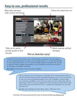 Auto Dealer Digital Menu Board | PDF