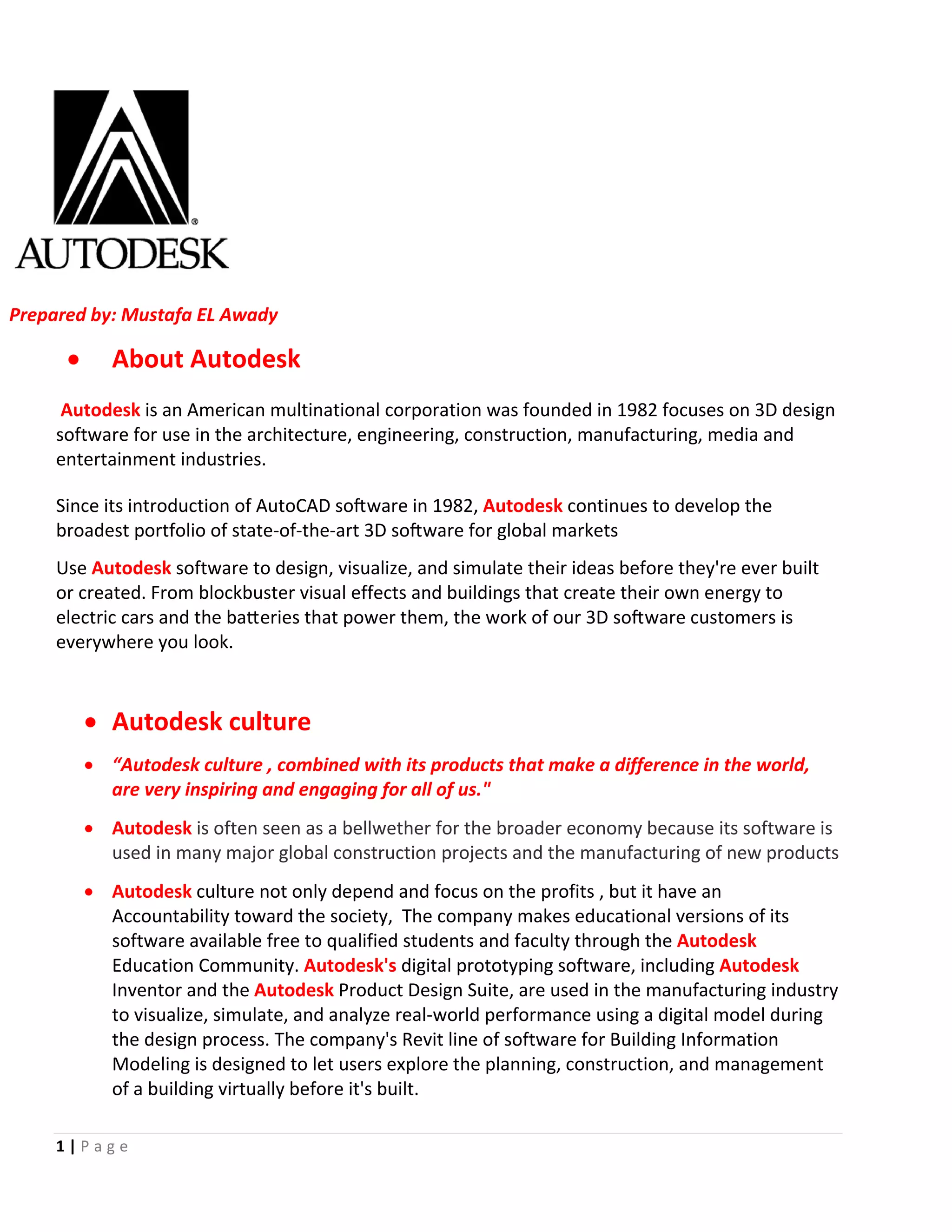 Autodesk / Culture - Managment | PDF