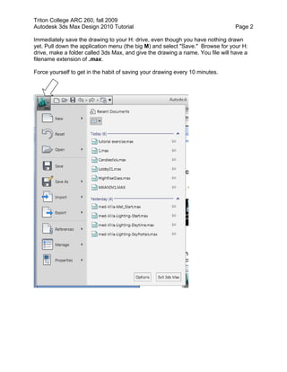 Autodesk 3ds max design 2010 tutorial | PDF