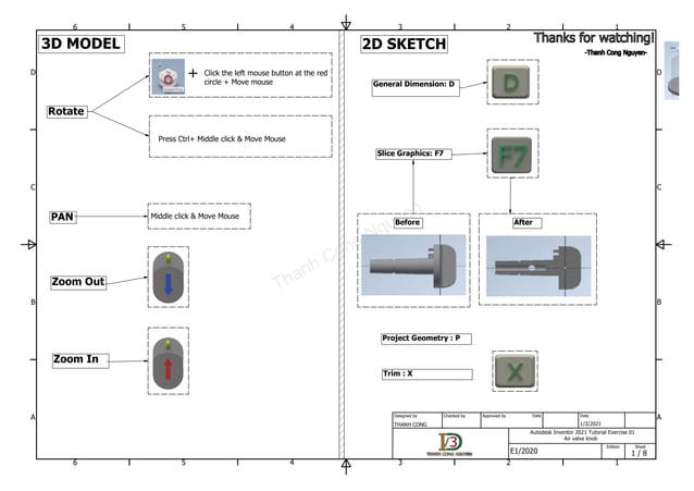 Autodesk Inventor 2021 Tutorial E1.pdf | 3-D Graphics | Computer Software and Applications