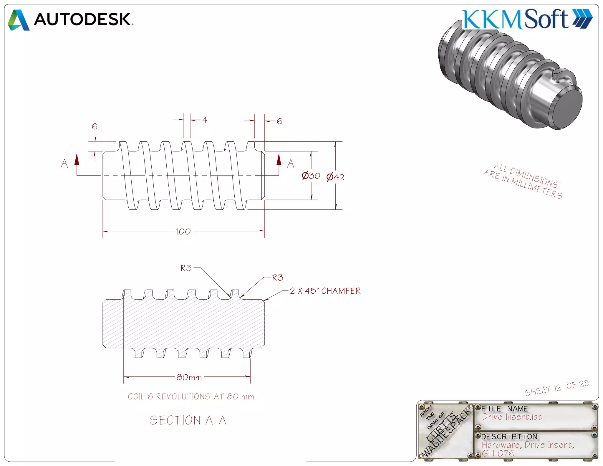 Autodesk inventor practice part drawings | PDF