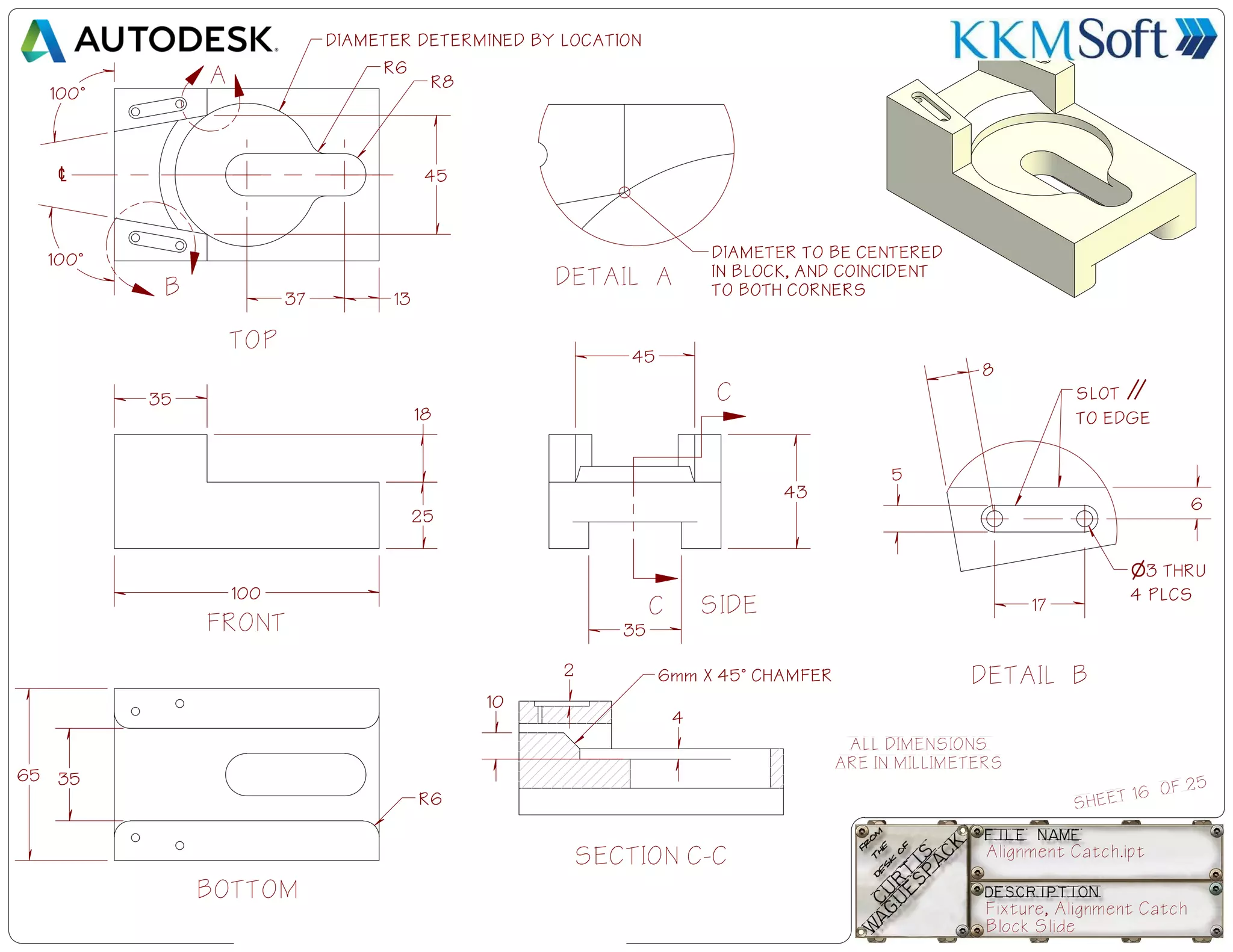 Autodesk inventor practice part drawings | PDF