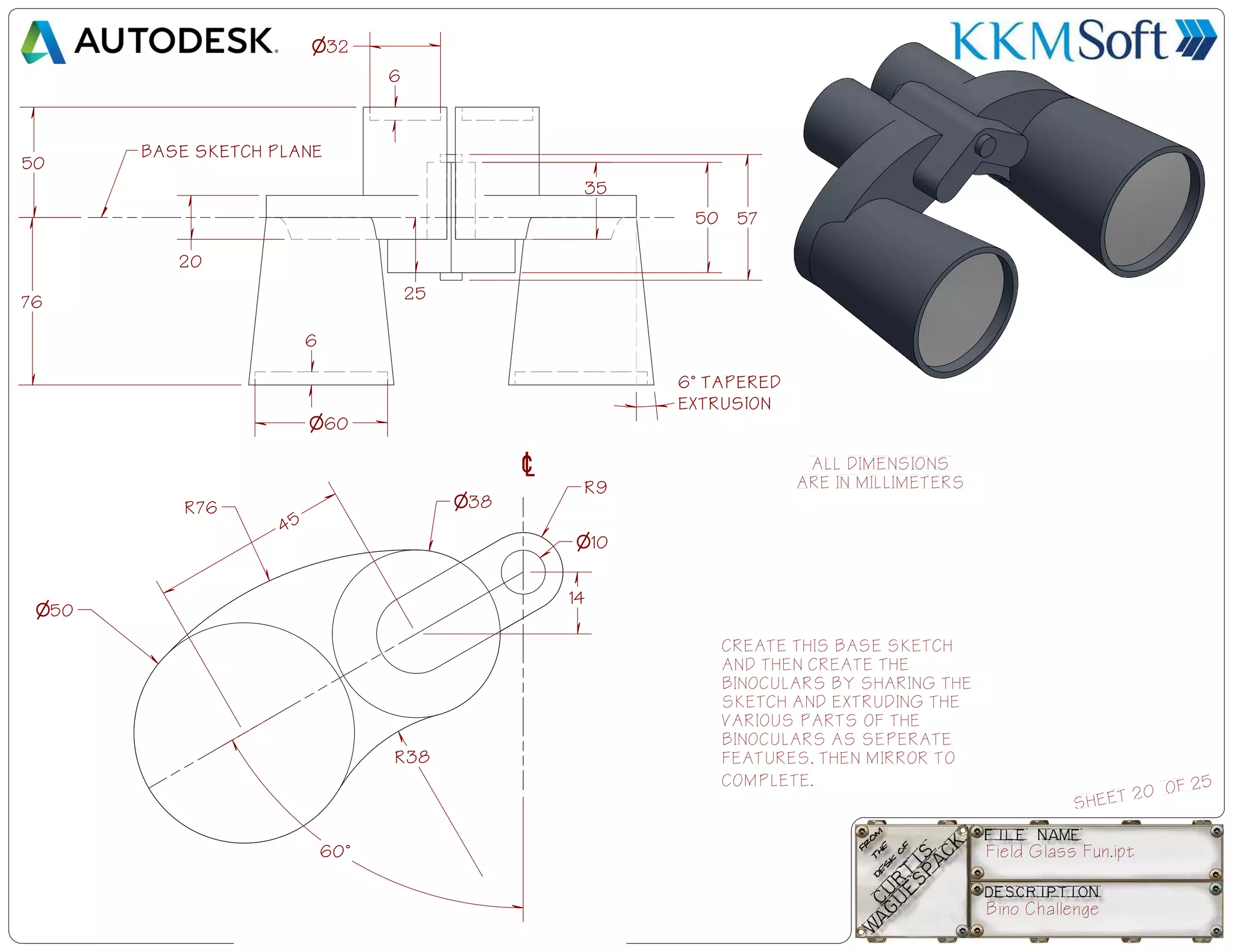 Autodesk inventor practice part drawings | PDF