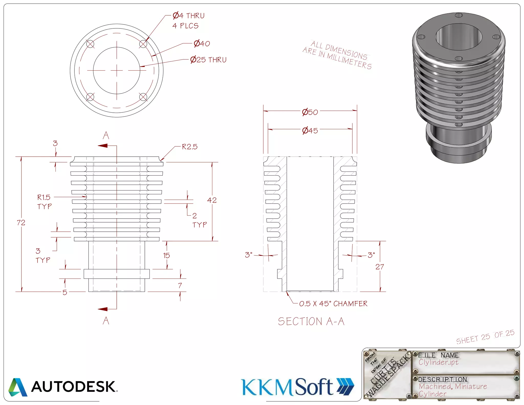 Autodesk inventor practice part drawings | PDF