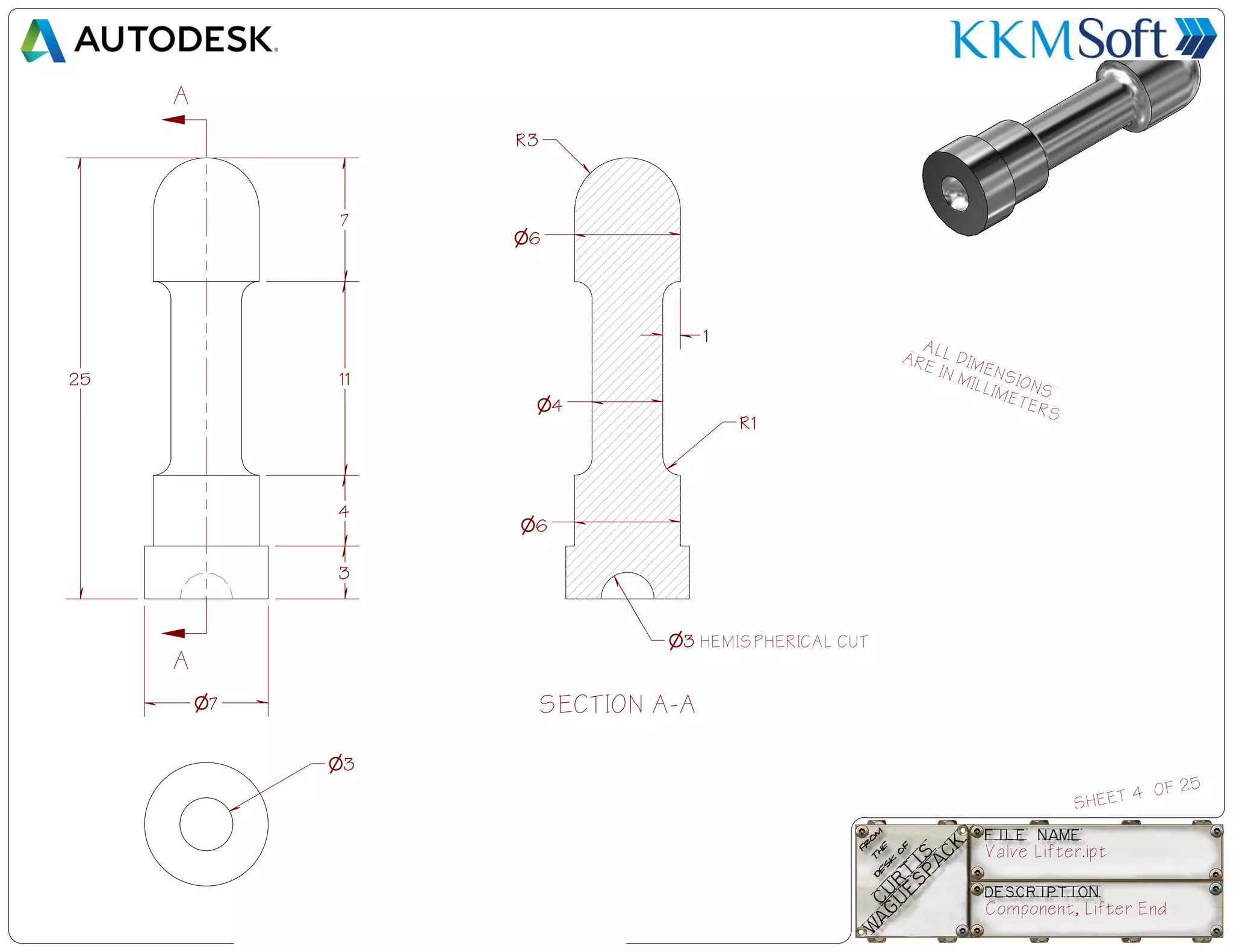 Autodesk inventor practice part drawings | PDF