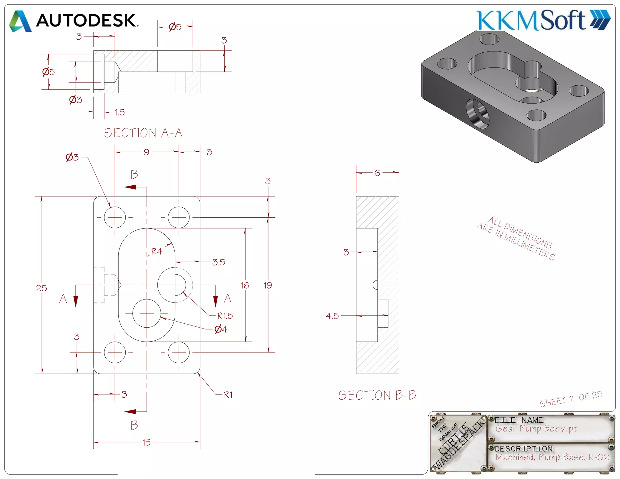 Autodesk inventor practice part drawings | PDF