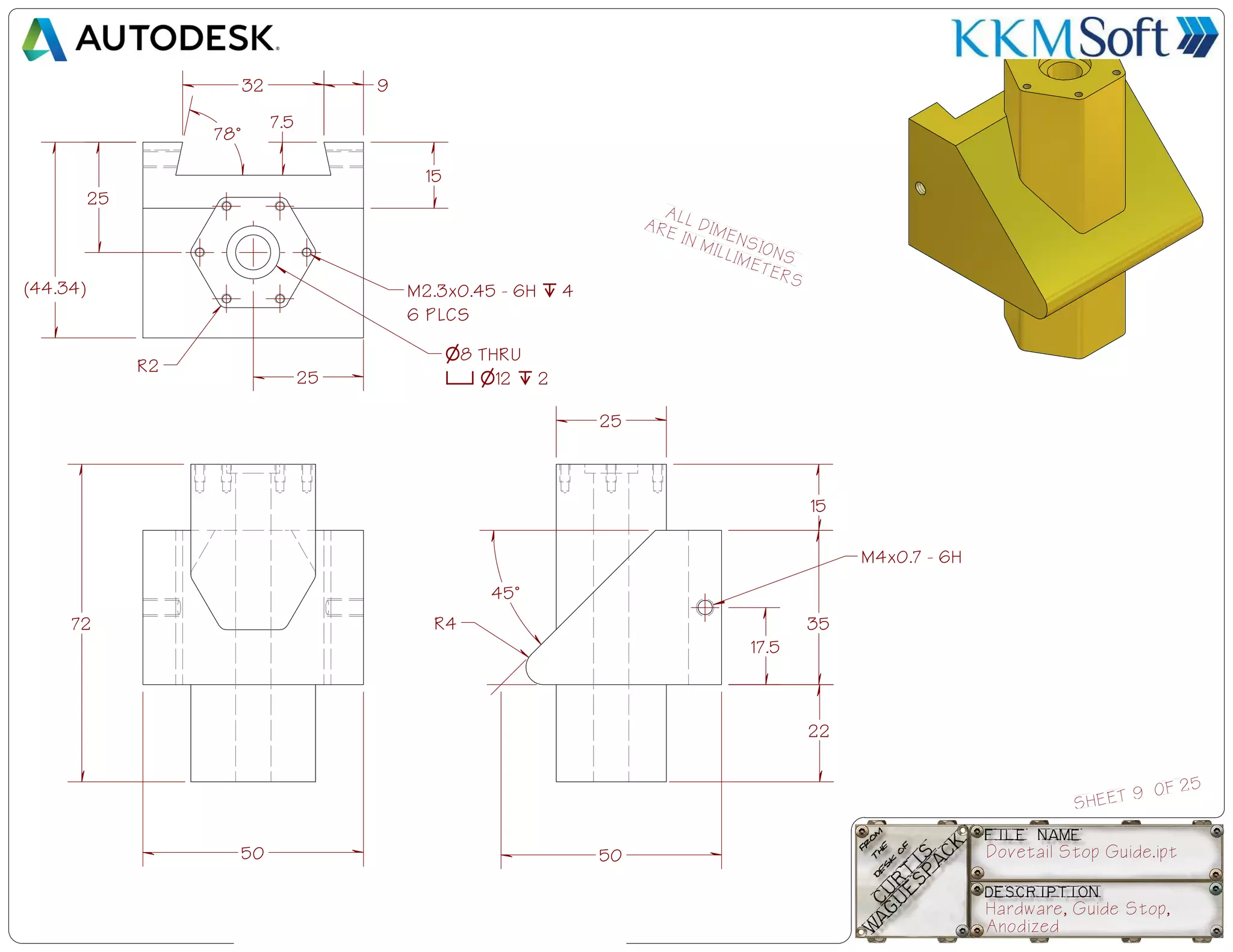 Autodesk inventor practice part drawings | PDF