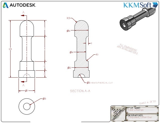 Autodesk Inventor Practice Part Drawings 