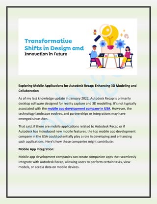 Autodesk Recap Empowering Businesses with 3D Modelling | PDF