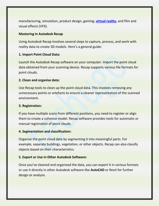 Autodesk Recap Empowering Businesses with 3D Modelling | PDF