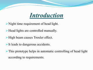 Auto dimming of vehicile of headlight | PPTX
