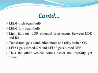 Auto dimming of vehicile of headlight | PPTX