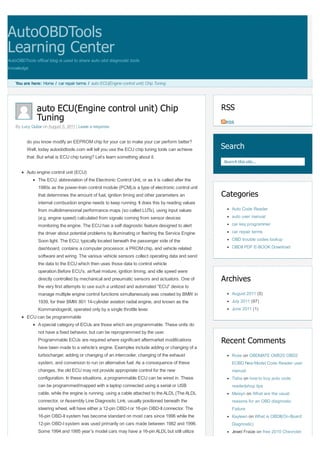 Auto ecu(engine control unit) chip tuning | PDF