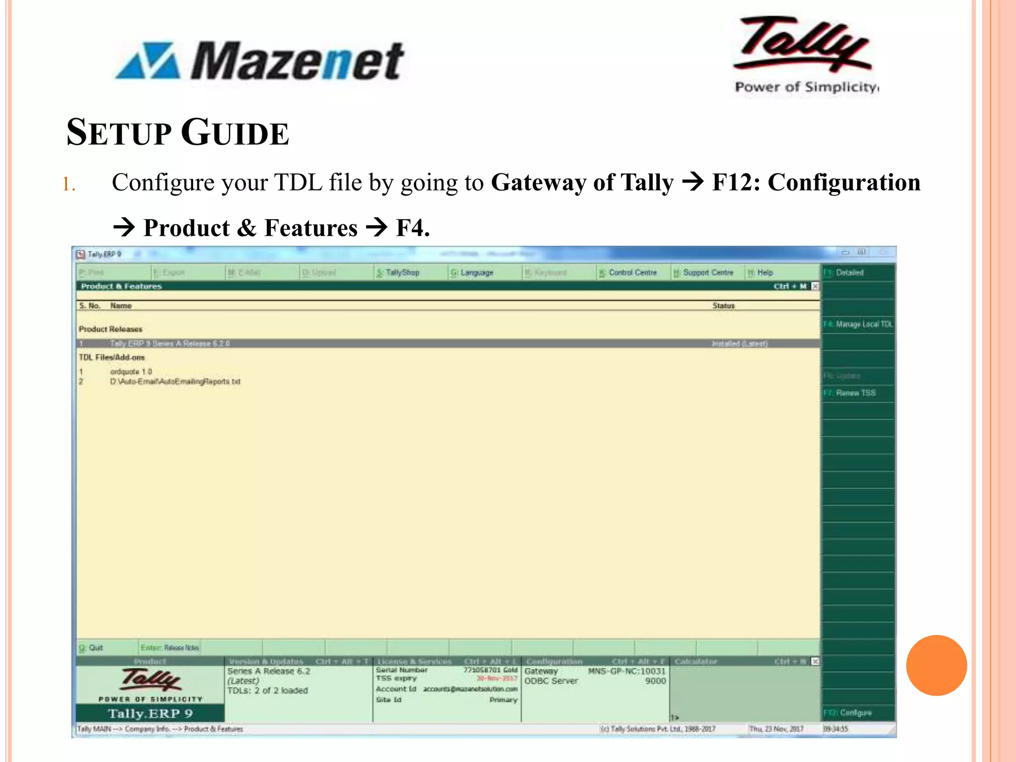 Tally customization by Auto email | PPT
