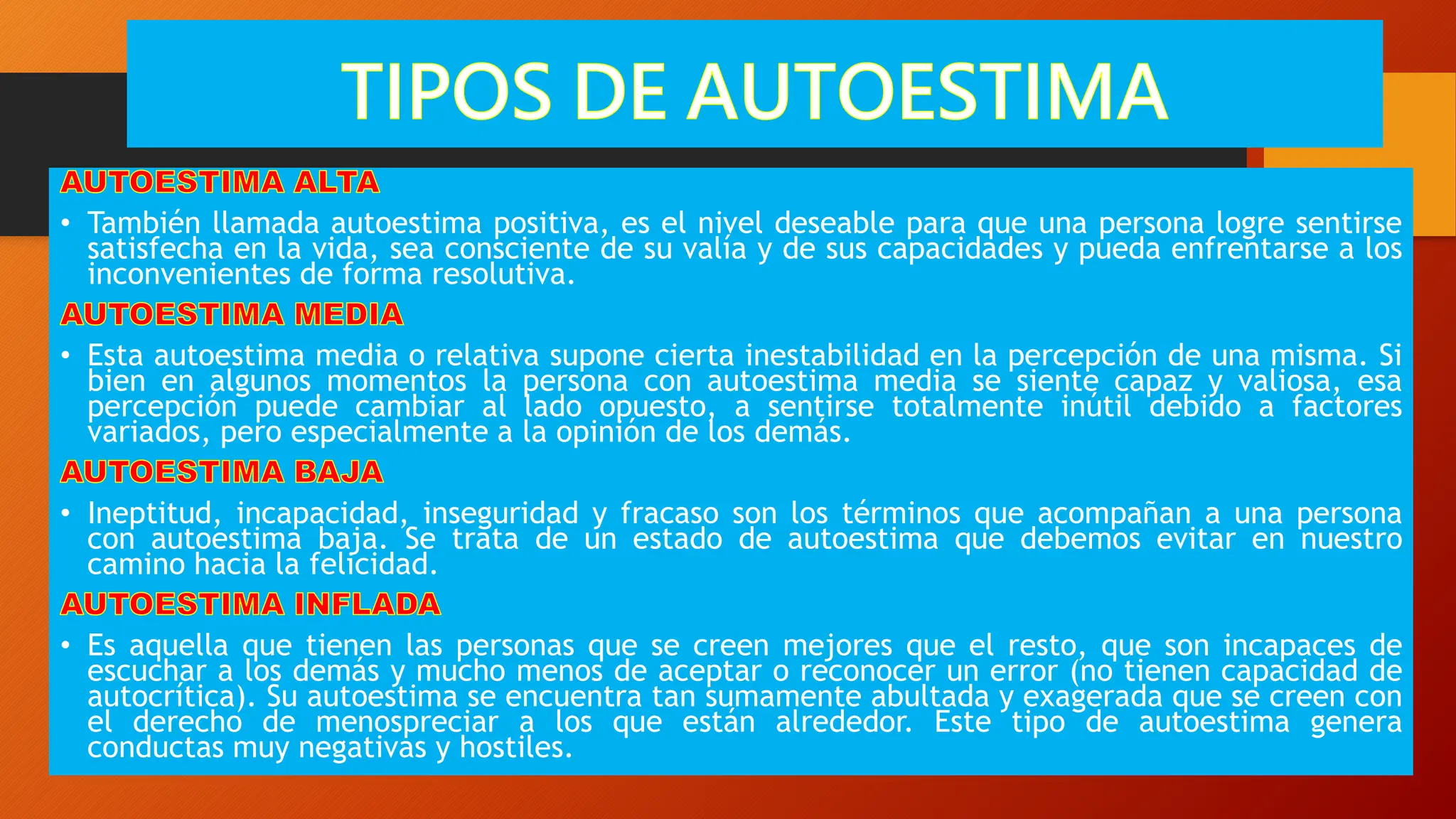 DESARROLLO DE LA AUTOESTIMA PERSONAL PPT | PPT