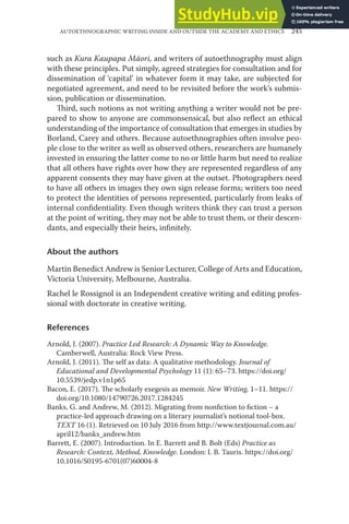 Autoethnographic Writing Inside And Outside The Academy And Ethics | PDF
