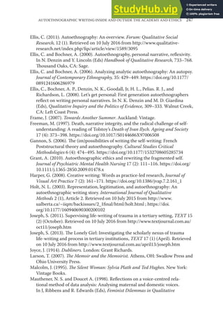 Autoethnographic Writing Inside And Outside The Academy And Ethics | PDF