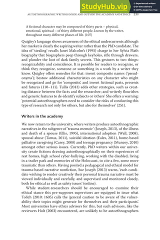 Autoethnographic Writing Inside And Outside The Academy And Ethics | PDF