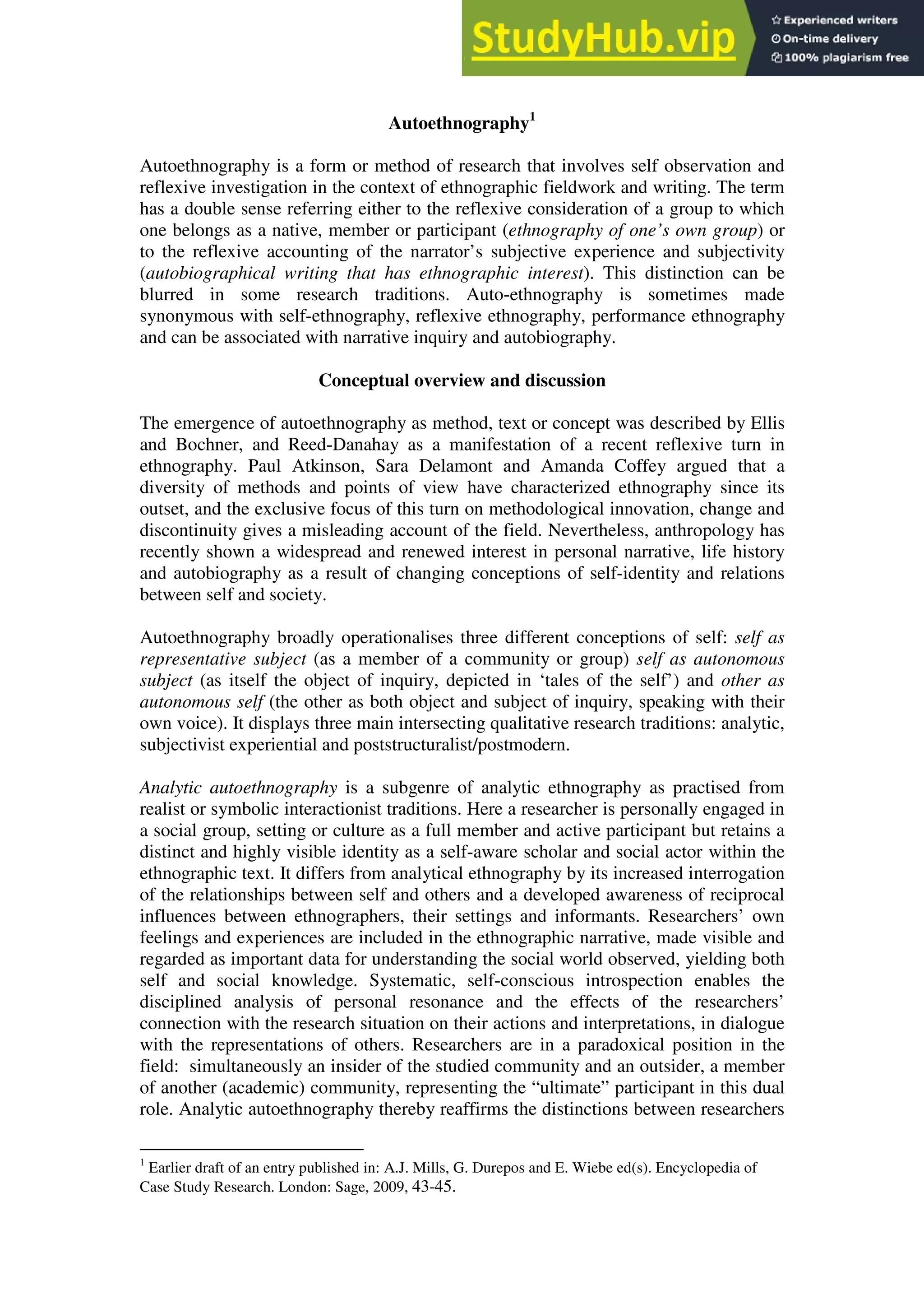 Autoethnography | PDF