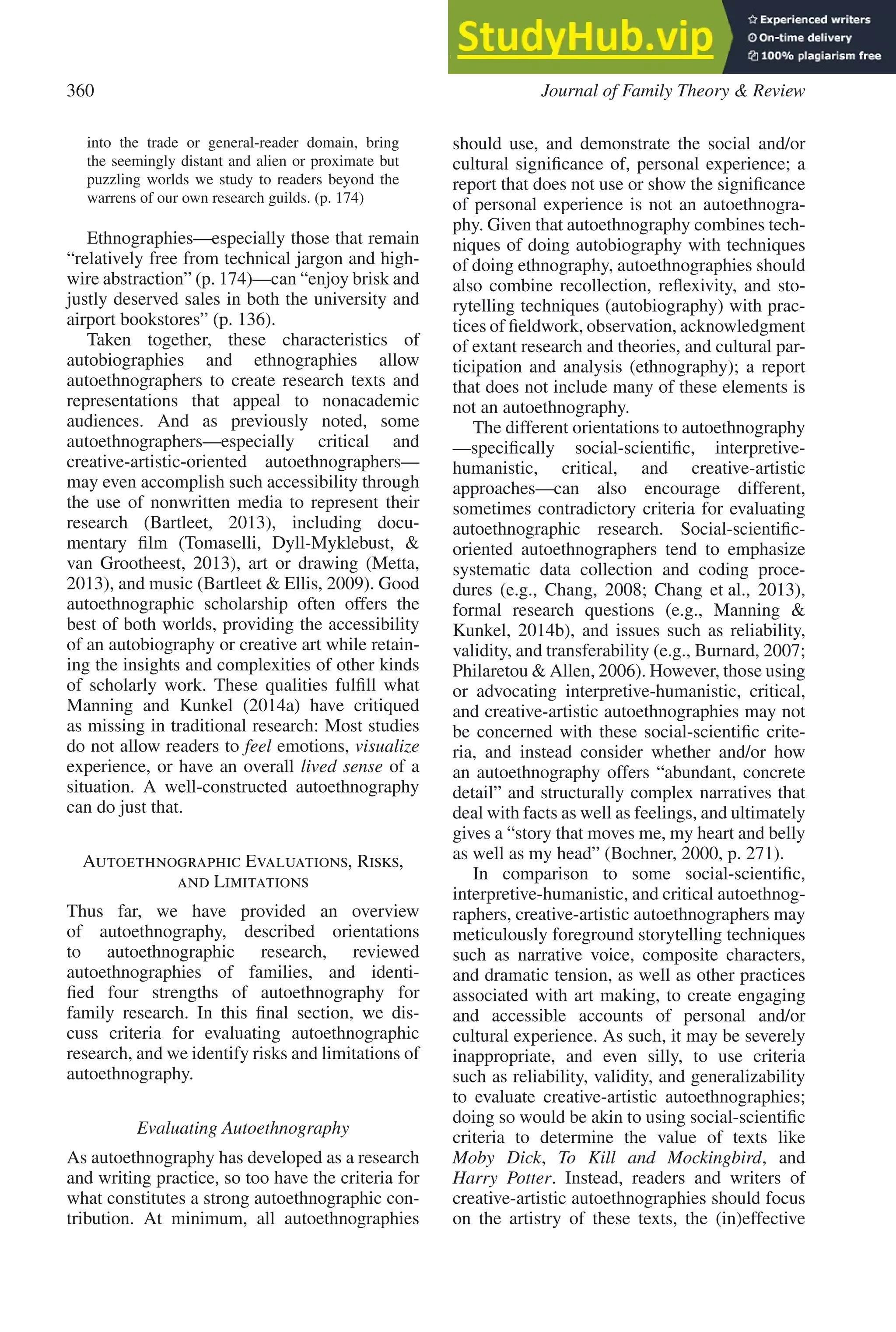 Autoethnography And Family Research | PDF