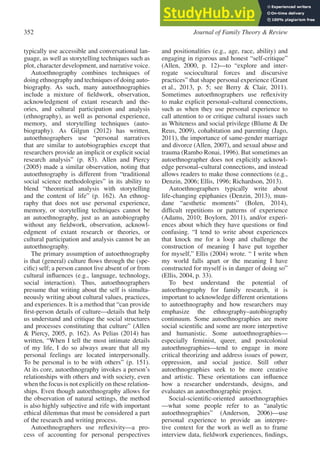 Autoethnography And Family Research | PDF