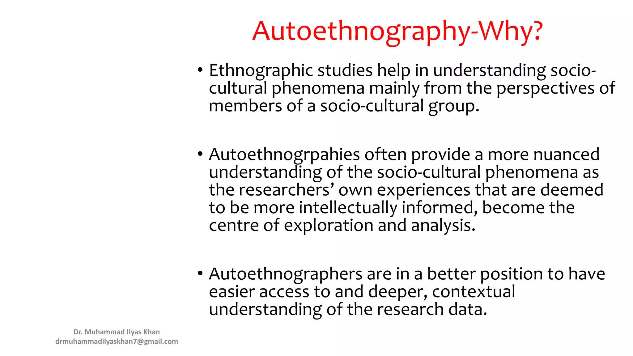 Autoethnography as a research method | PPTX