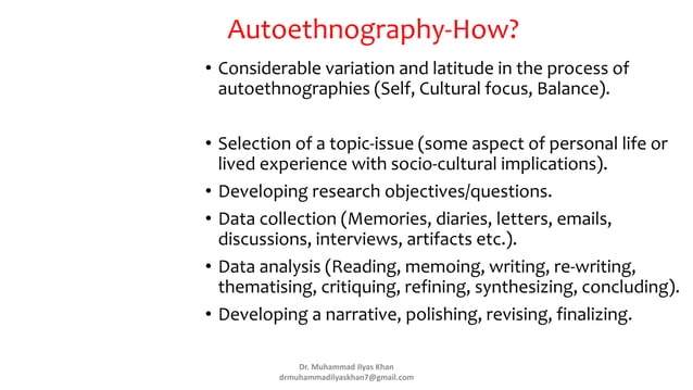 Autoethnography as a research method | PPTX