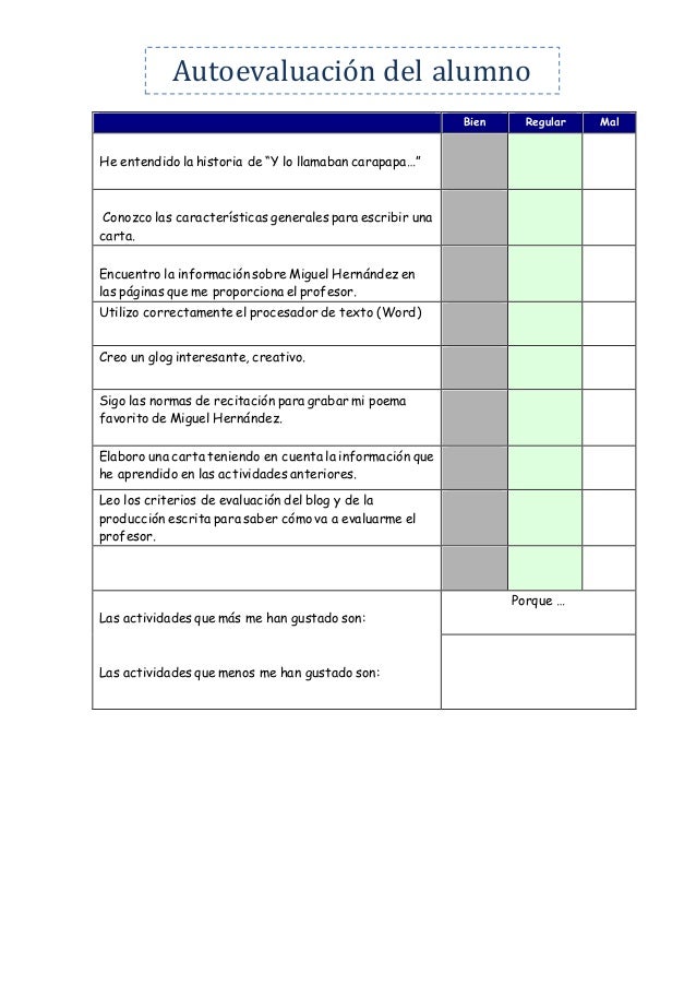 Autoevaluación alumno
