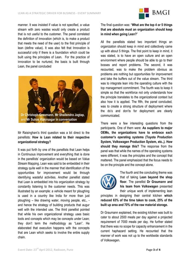BMGI Automotive Industry Event - Executive Summary | PDF