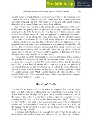 Autofiction And New Realist Prose Jonathan Franzen S Quot Freedom Quot ...