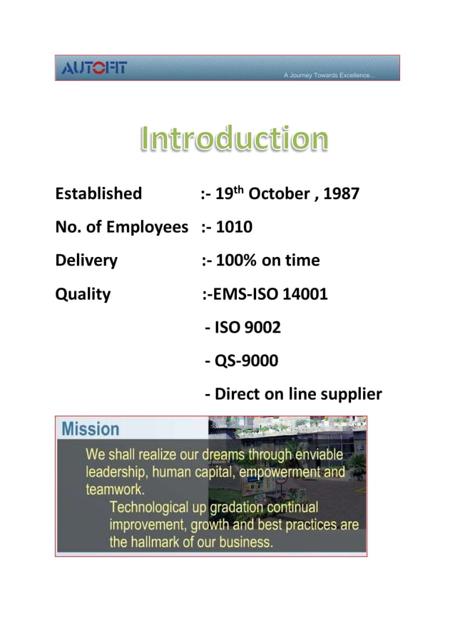 Autofit pvt ltd report | DOCX