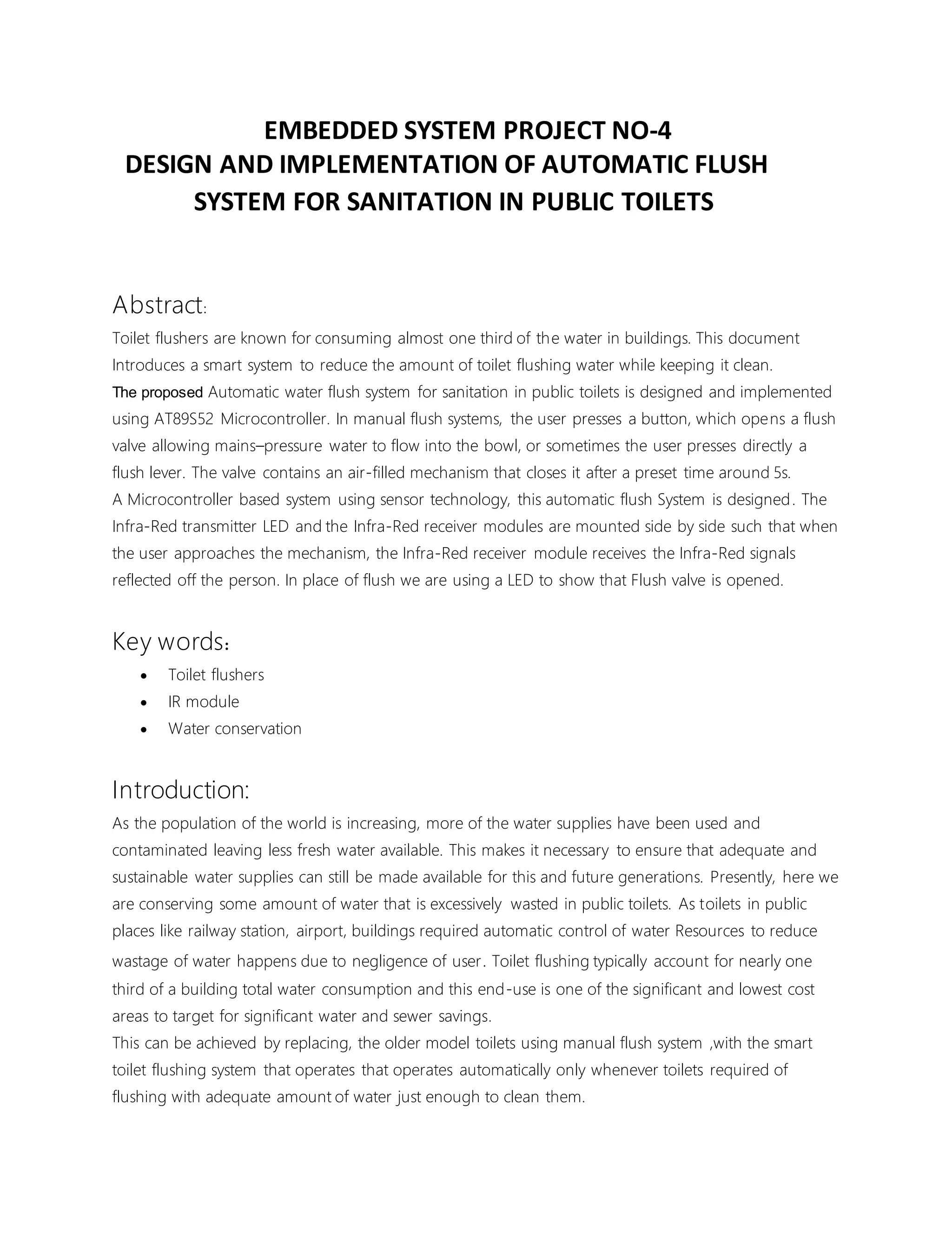 Automatic water flush system | DOCX