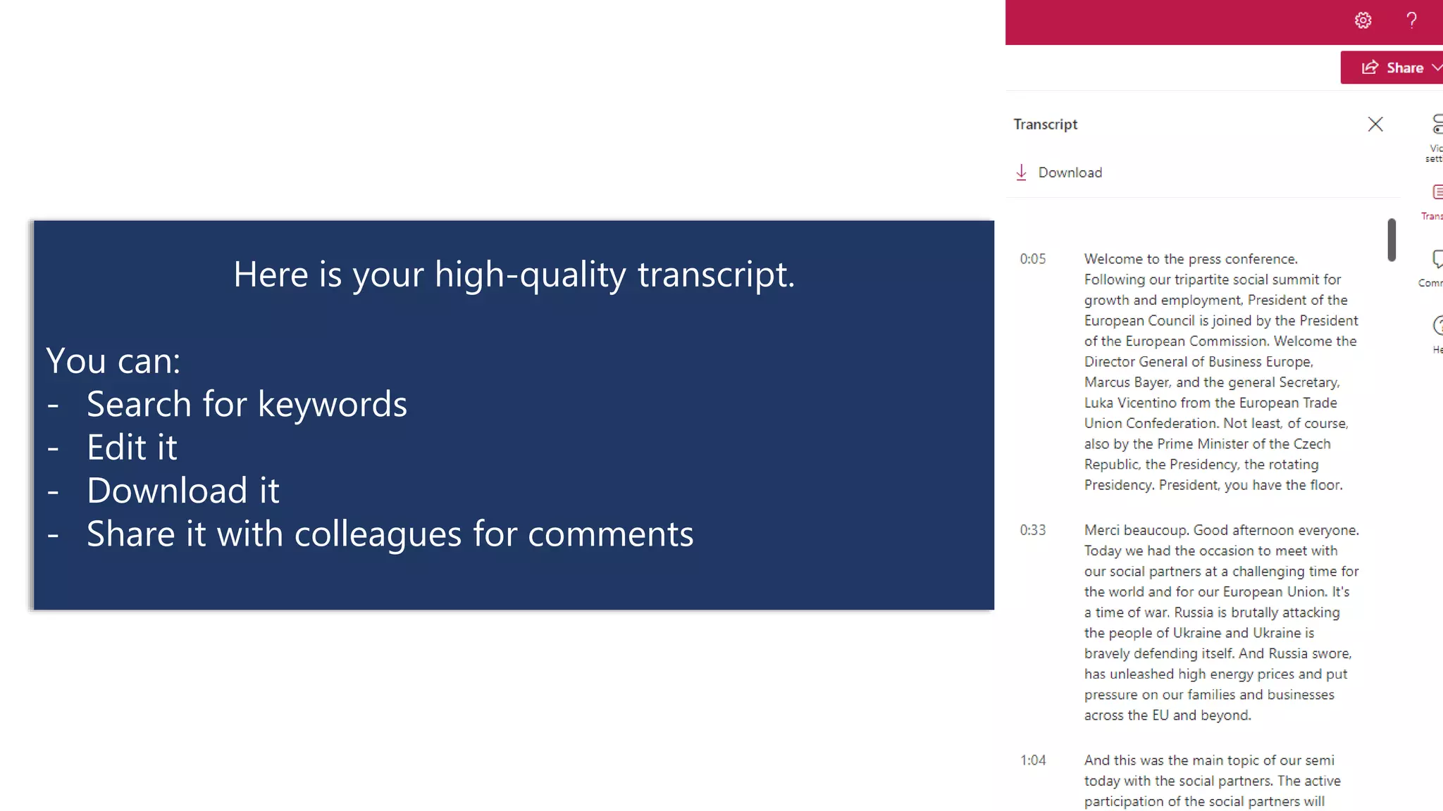 Autogenerate transcripts | PPT