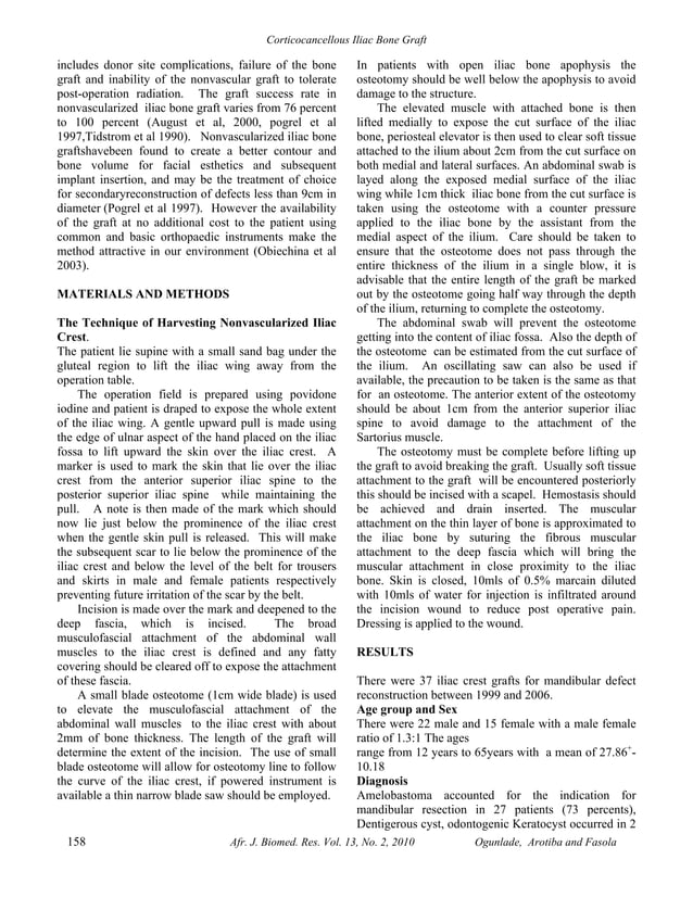 Autogenous corticocancellous iliac bone graft in reconstruction of ...