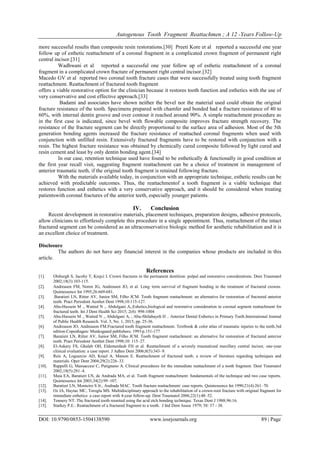 Autogenous tooth fragment reattachment ; a 12 years follow-up | PDF