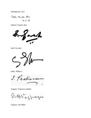 Autographs of indian | DOCX