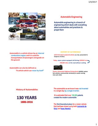 Auto handout unit 1 history | PDF