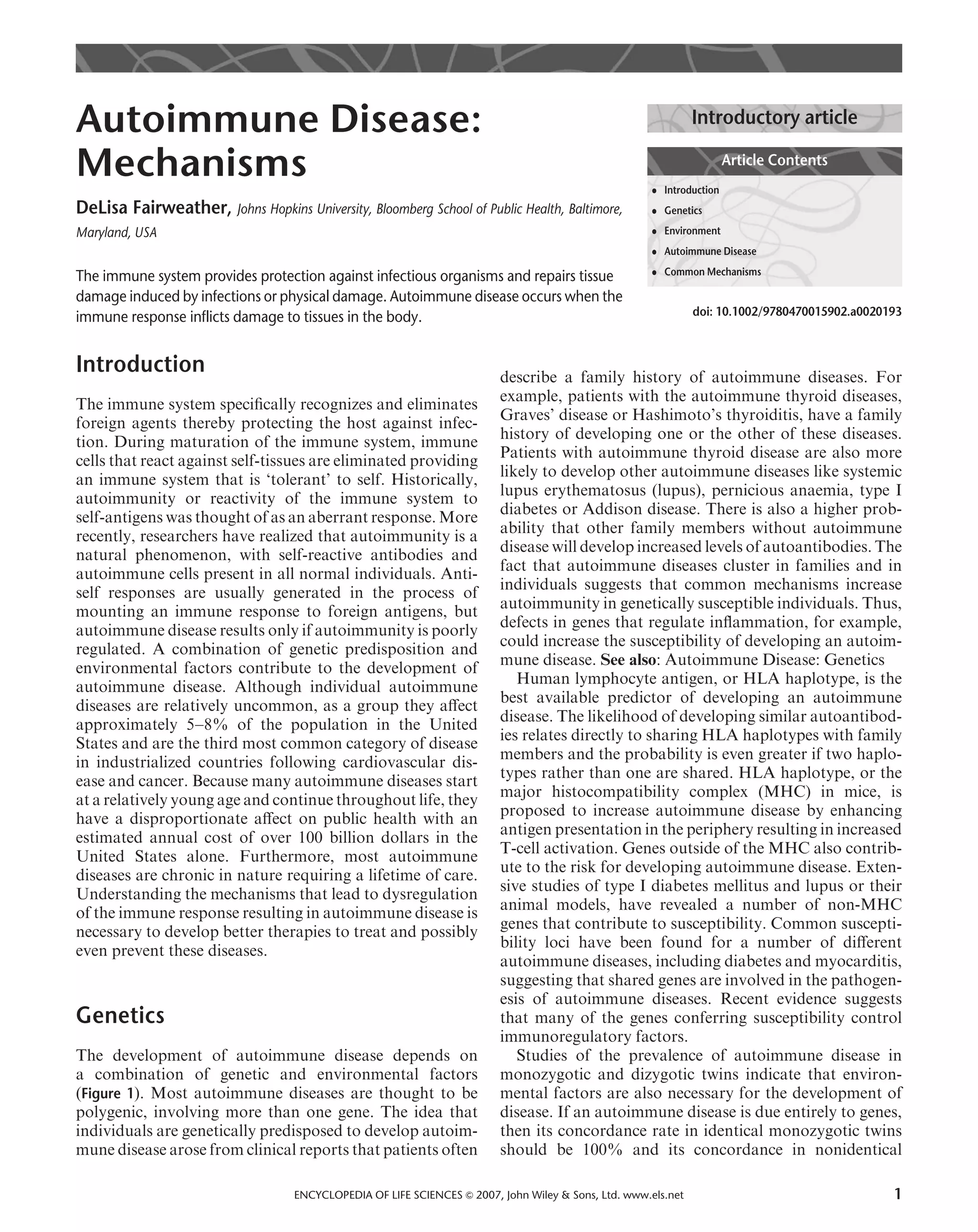 Autoimmune disease mechanisms | PDF