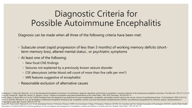 Autoimmune Encephalitis | PPTX | Brain and Nervous System Disorders ...