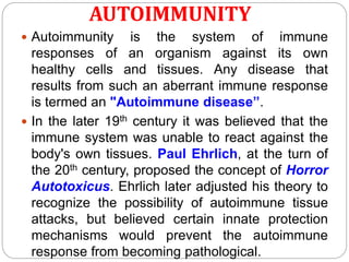Autoimmunity and Autoimmune Diseases | PPT