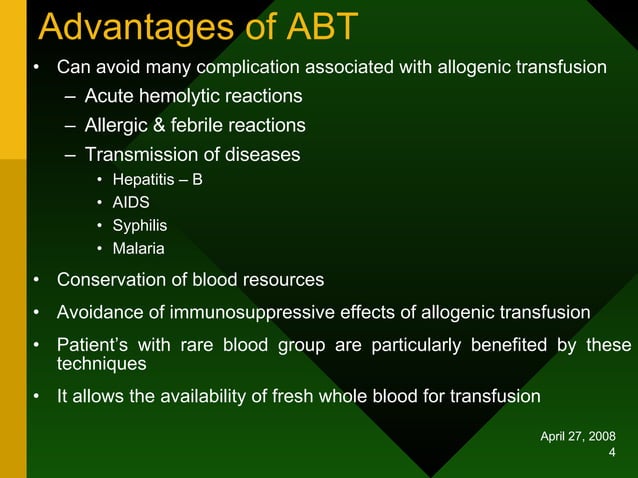 Autologous Blood Transfusion | PPT
